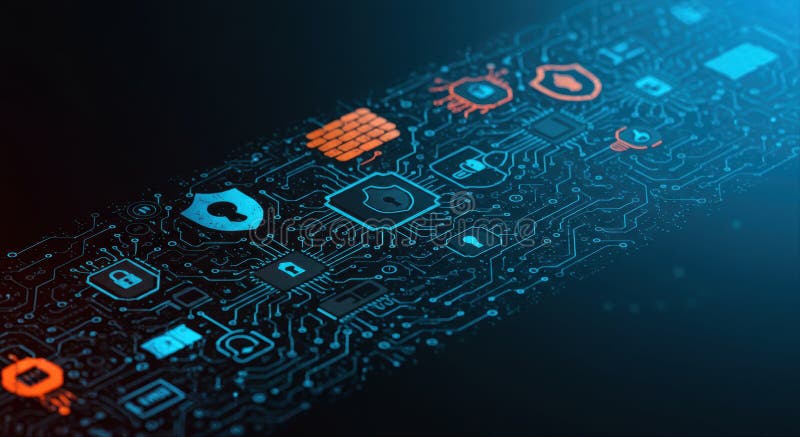 An Intricate Network of Security Icons Represents the Digital Frontier ...