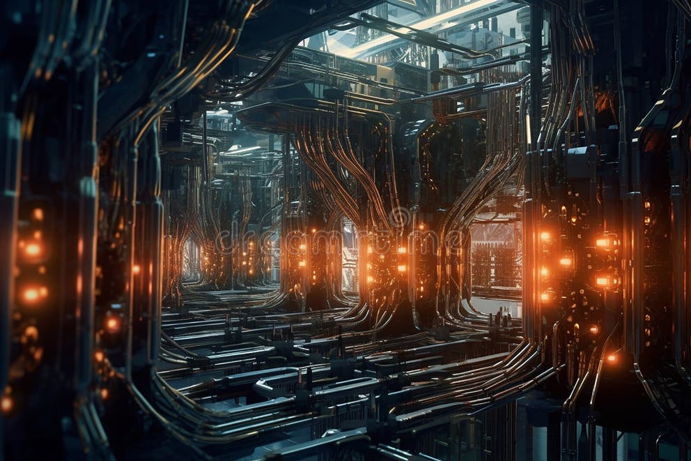 Intricate Network of Servers, Wires, and Data Storage Devices Stock ...