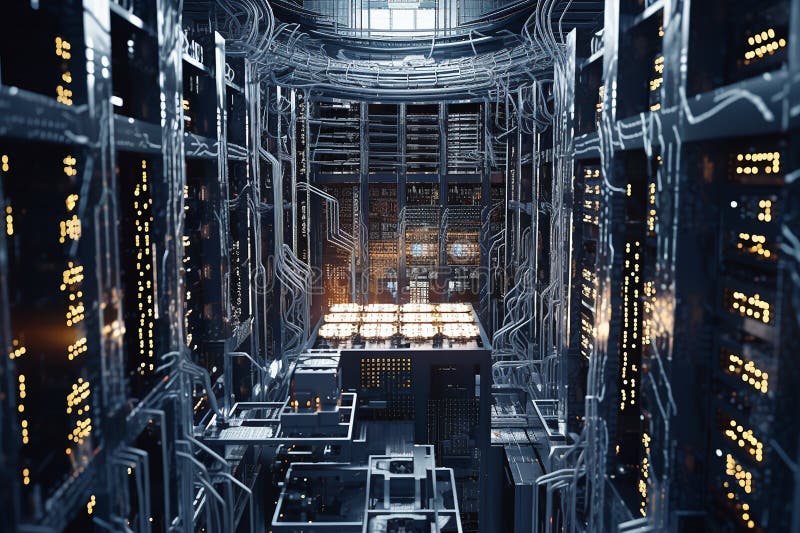 Intricate Network of Servers, Wires, and Data Storage Devices Stock ...