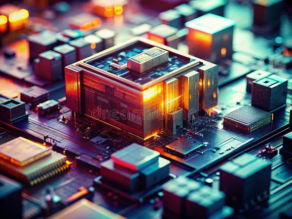 Intricate Network a TiltShift Perspective on a Miniature Circuit Boards ...