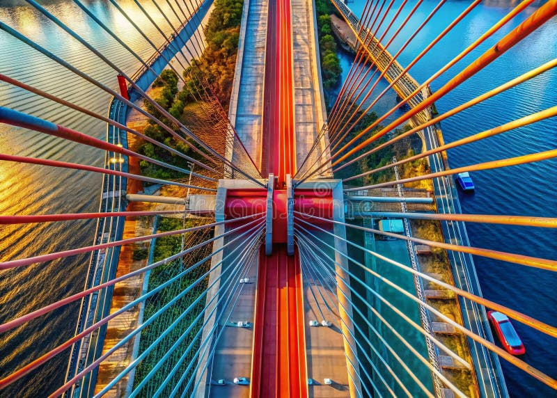 Intricate Network of Tower Cables a Detailed CloseUp View of Structural ...