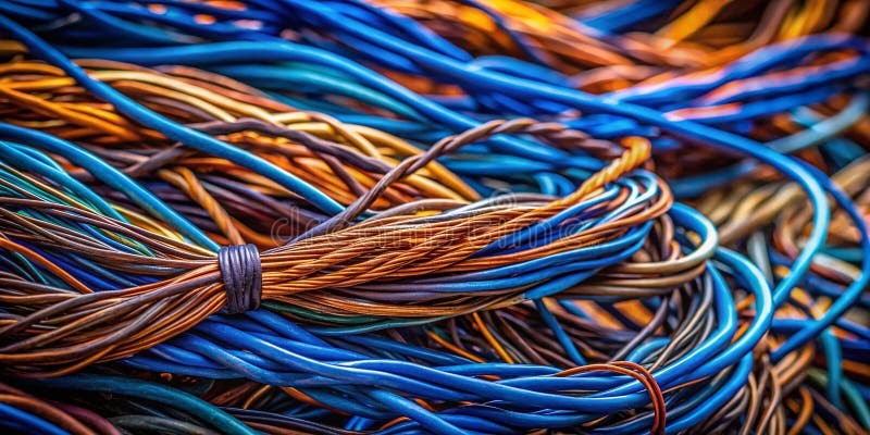 Intricate Network of Twisted Blue and Brown Wires a Visual Exploration ...