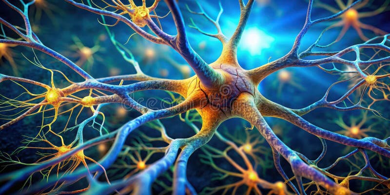 Intricate Network of Vibrant Neuron Cells, Complex Branching Structure ...