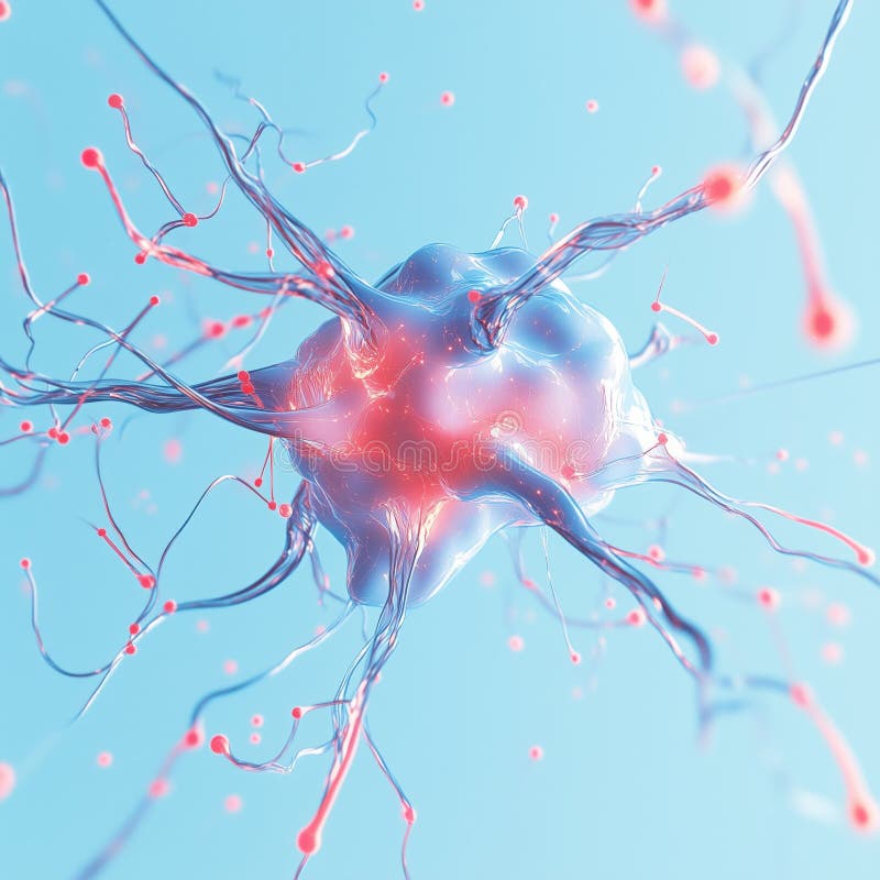 Abstract Pink Blue Neuron Cell Microscopic Structure Science Background ...