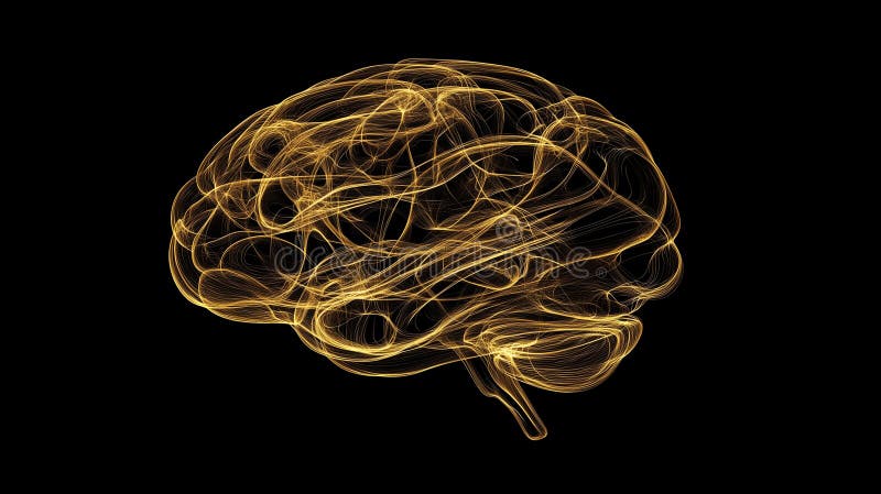 Intricate Neural Network Brain Visualization with Golden Filament ... Intricate Neural Network Brain Visualization with Golden Filament ...