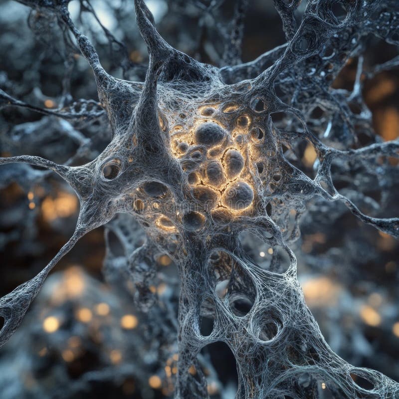 Intricate Neural Network Close-up with Luminous Interconnections and ...