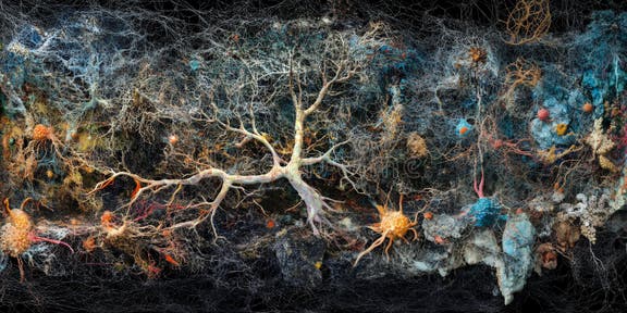 Intricate Neural Network Colorful Microscopic Cell Structure Abstract ...