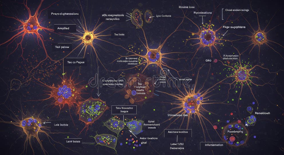 Intricate Neural Network Microscopic Visualization: Glowing ...