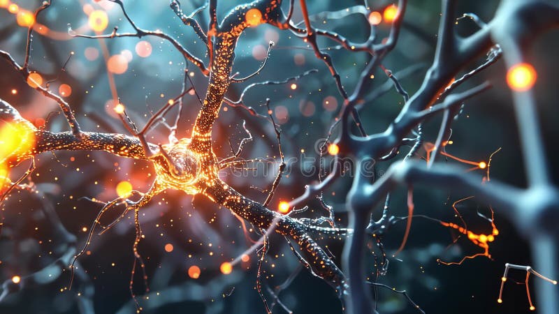 Intricate Neural Network Pattern Illuminated by Vibrant Orange and Blue ...