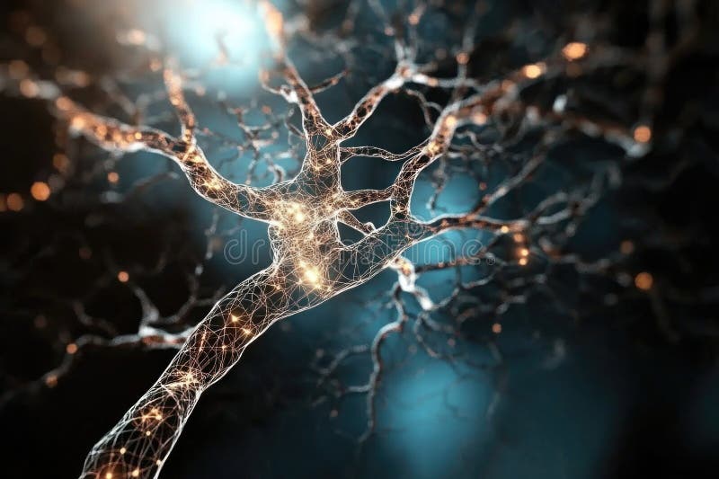 Intricate Neural Network Tree with Glowing Synapses Stock Illustration ...