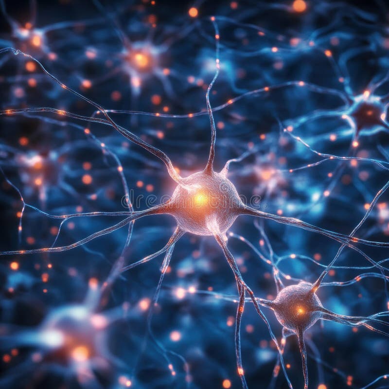 Neurons Communicating in a Vibrant Scientific Illustration Showcasing ...