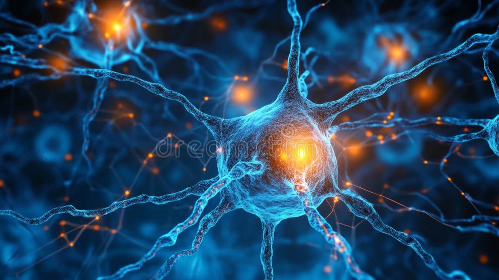 Intricate Neuron Structure with Glowing Connections and Tyrosine ...