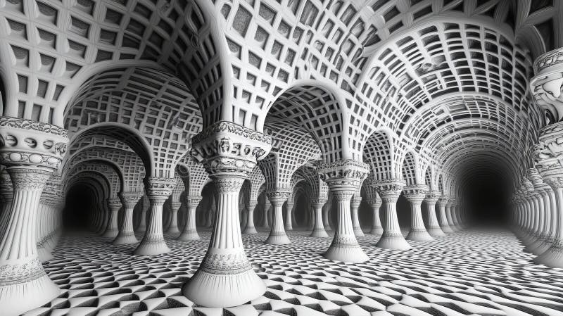 Intricate Optical Illusion Pattern in Monochrome Architectural Design ...