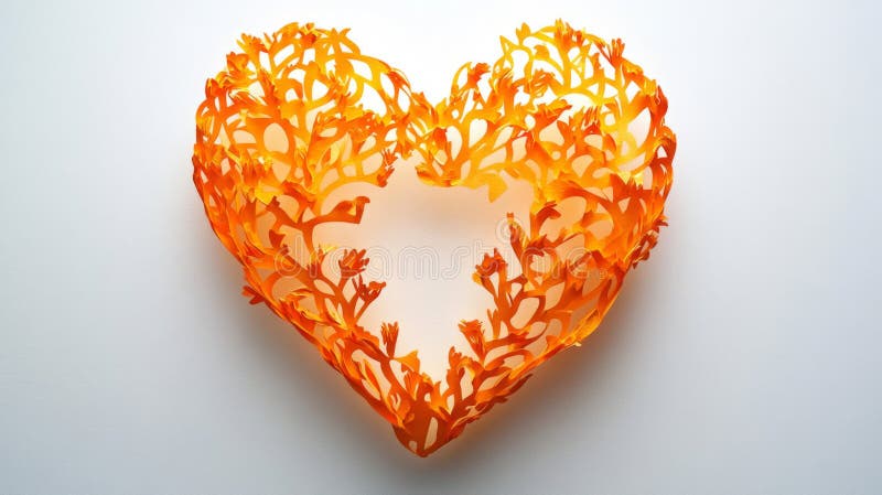 Intricate Orange Paper Heart Art Design Stock Illustration ...