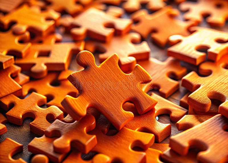 Intricate Orange Puzzle Pieces Interlock in a Vibrant Macro CloseUp ...