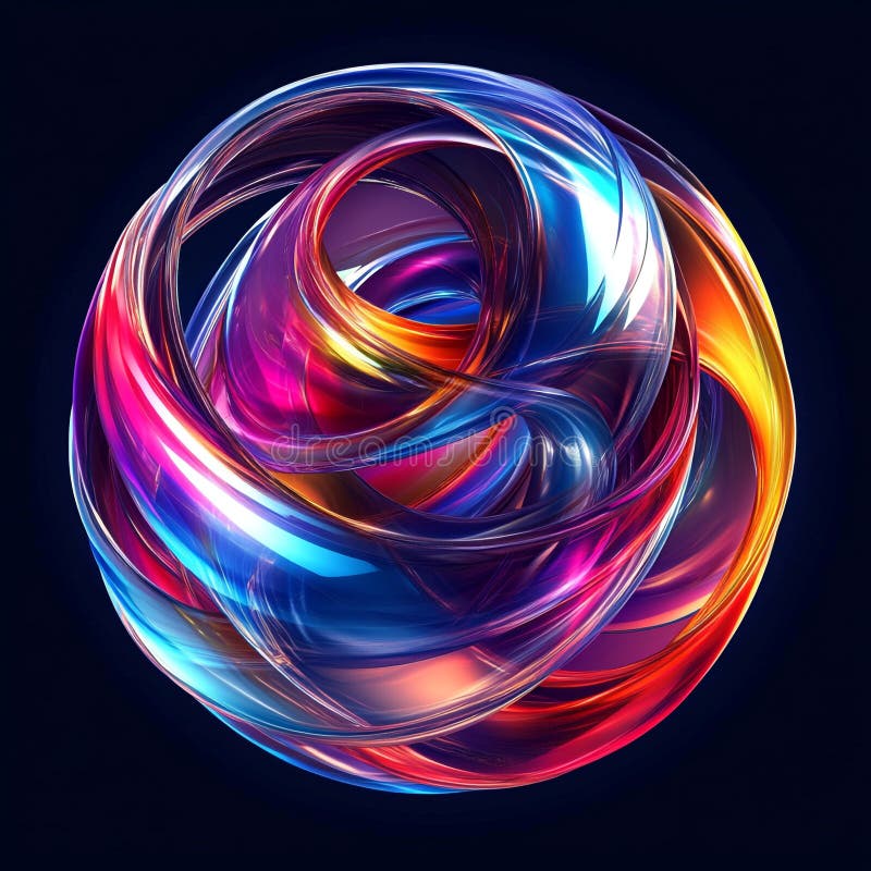 Colorful Abstract Orb with Swirling Patterns Against a Dark Background ...