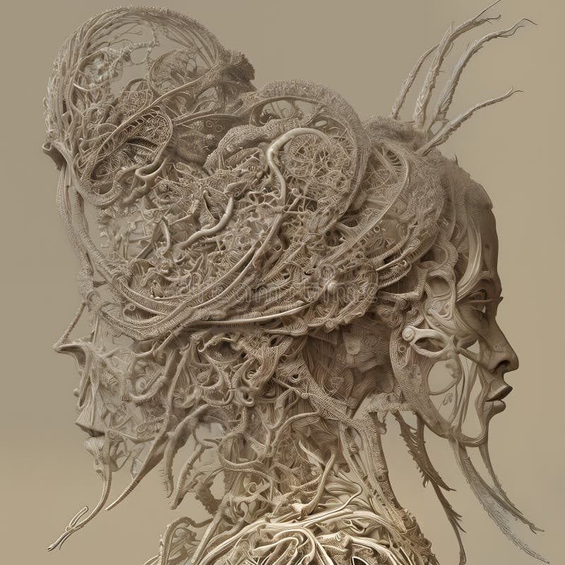 Intricate Organic Face: Surreal Web of Root-Like Structures Stock Photo ...