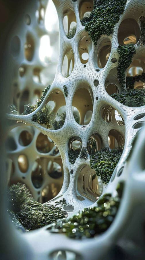 Intricate Organic Structures Intertwine with Moss in a Tranquil, Nature ...