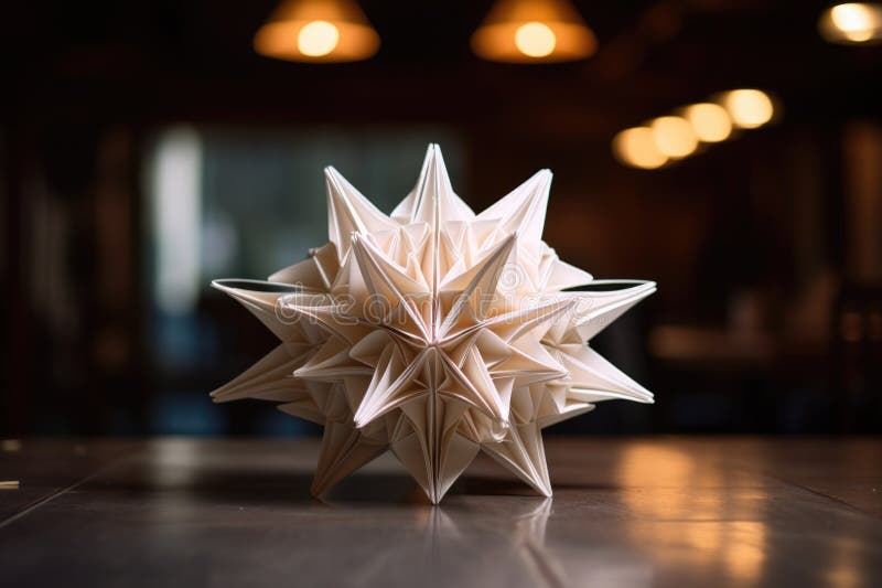 An Intricate Origami Model Situated on a Pristine Table Stock Image ...