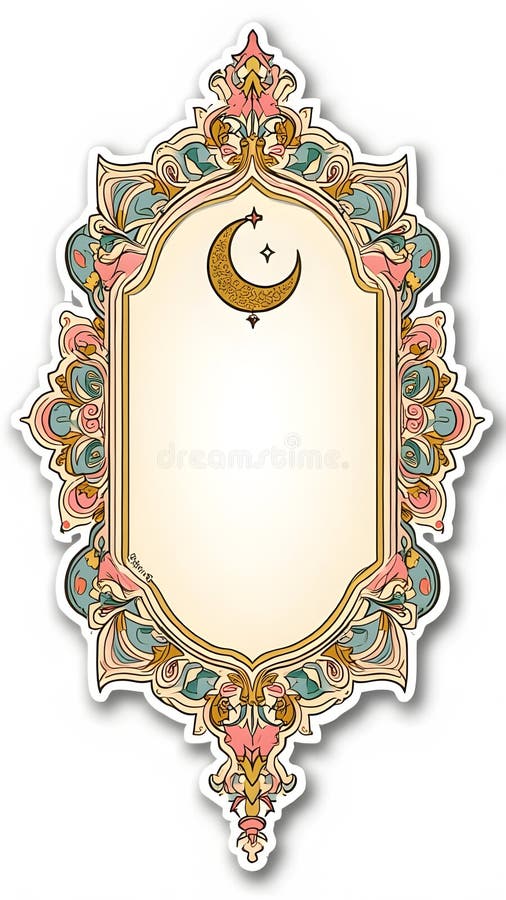 Intricate Ornate Frame with Crescent Moon Design Stock Illustration ...