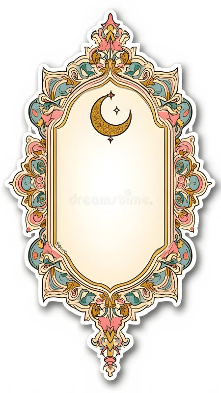 Intricate Ornate Frame with Crescent Moon Design Stock Illustration ...