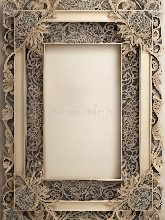 Intricate Ornate Papercut Frame Design Elegant Beige Artwork Background ...