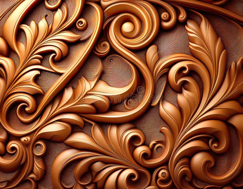 Intricate Ornate Scroll Design with Swirling Patterns in Deep Bronze ...