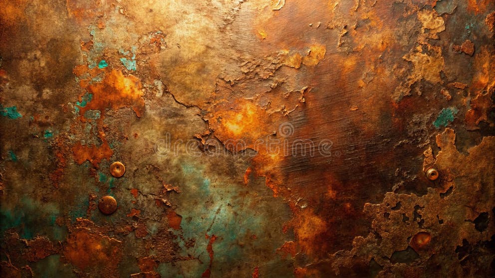 Intricate Oxidized Metal Surface Texture with Embedded Fasteners ...