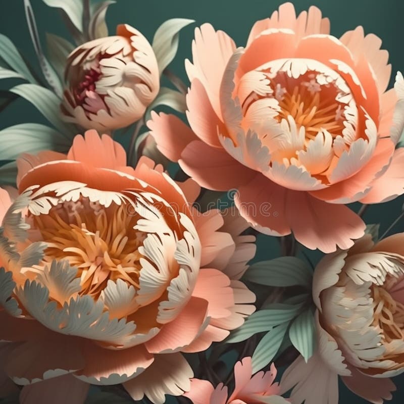 Layered Peony Paper Artwork Stock Illustration - Illustration of bloom, artwork: 277450154