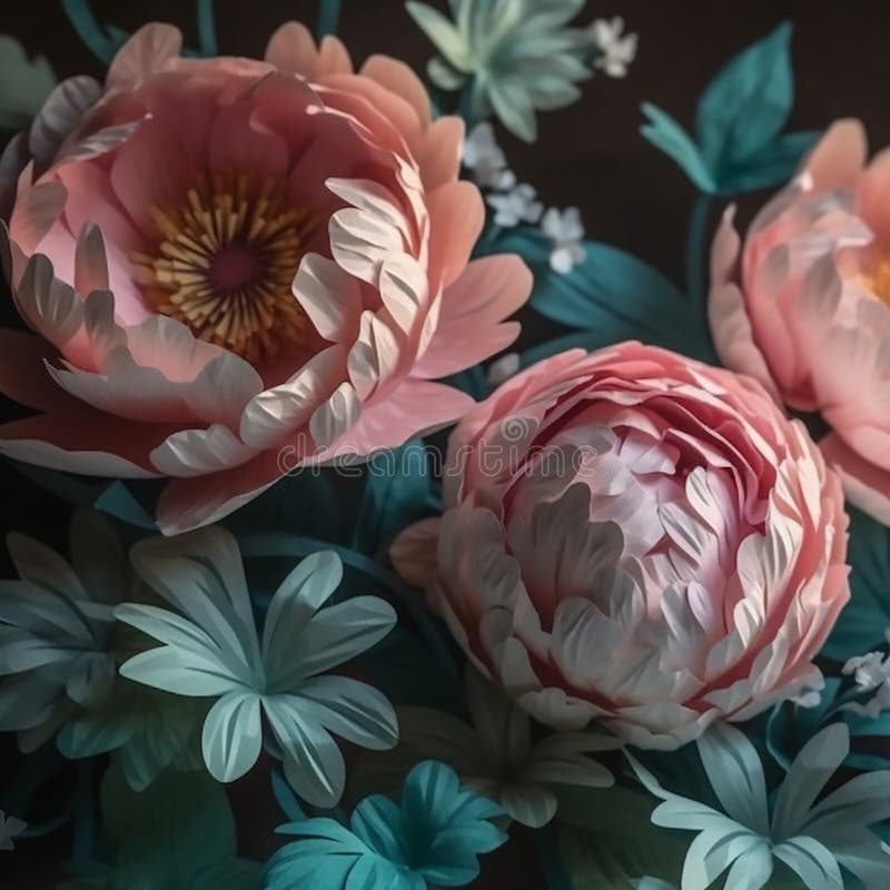 Layered Peony Paper Artwork Stock Illustration - Illustration of ...