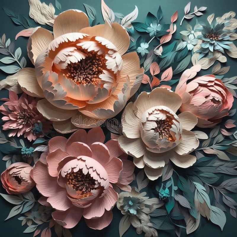Layered Peony Paper Artwork Stock Illustration - Illustration of ...