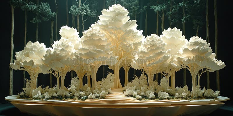 Intricate Paper Sculpture of a Forest Landscape Showcasing Delicate ...