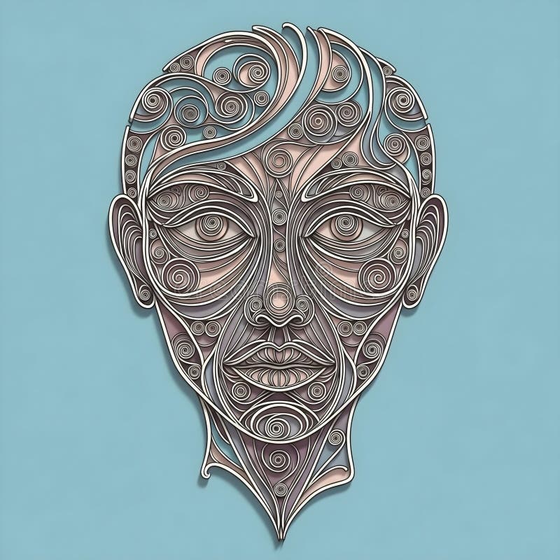 Intricate Papercut Face Art Stock Illustration - Illustration of ...