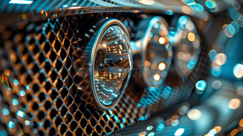The Intricate Pattern of a Cars Headlight Housing Featuring Sharp ...
