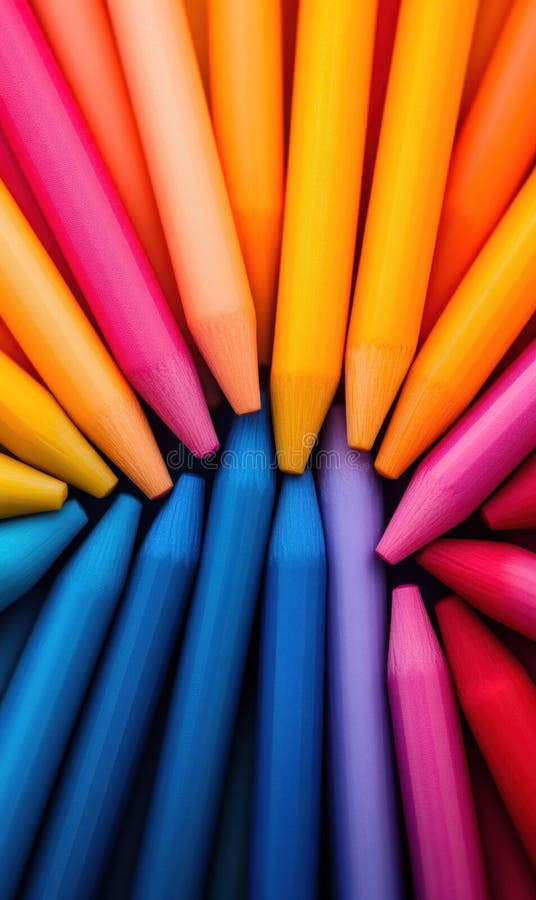 Intricate Pattern of Colorful Crayons on Plain Background Stock ...