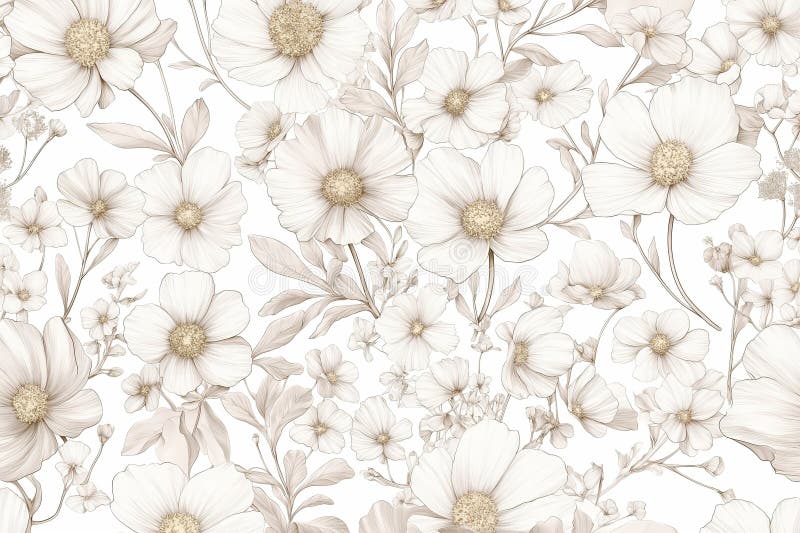 Soft White Floral Design with Delicate Details on a Light Background ...