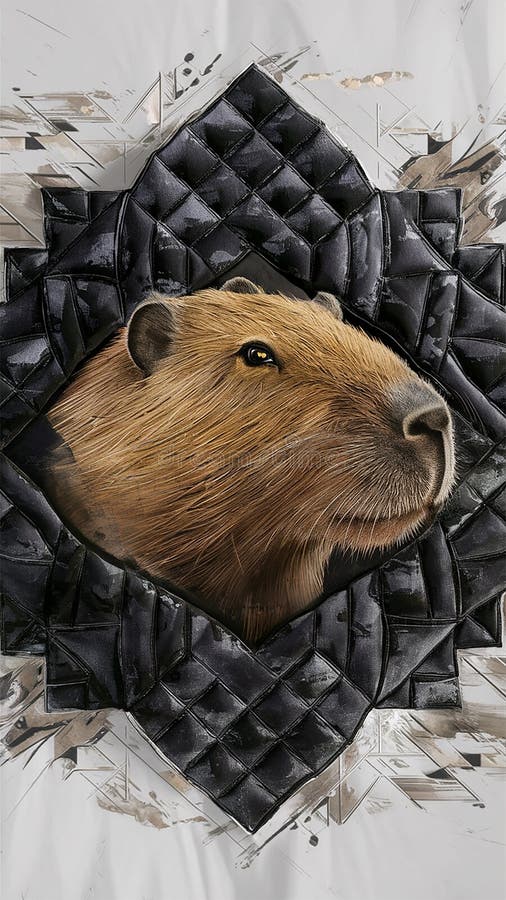 The Intricate Pattern is Filled with the Side View of a Capybara S Head ...