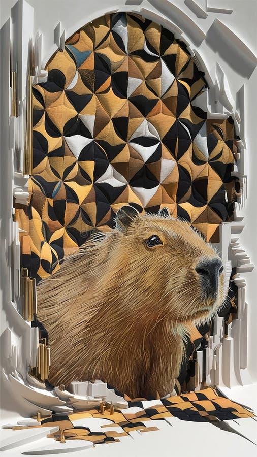 The Intricate Pattern is Filled with the Side View of a Capybara S Head ...