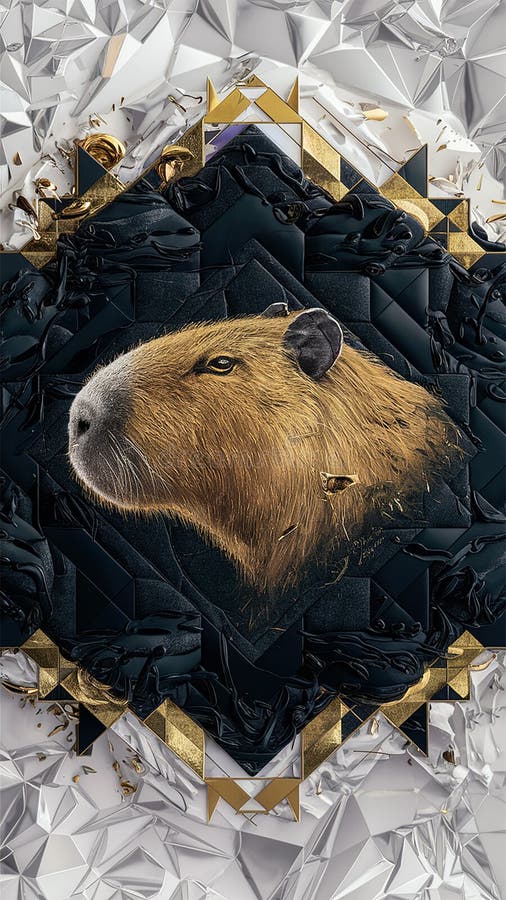 The Intricate Pattern is Filled with the Side View of a Capybara S Head ...