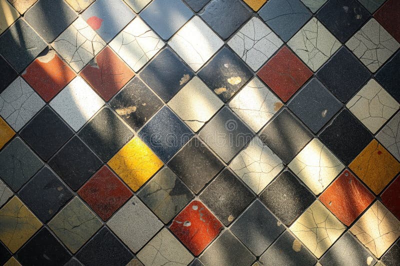 Colorful Mosaic Art Piece Composed of Small Square Tiles in Various ...