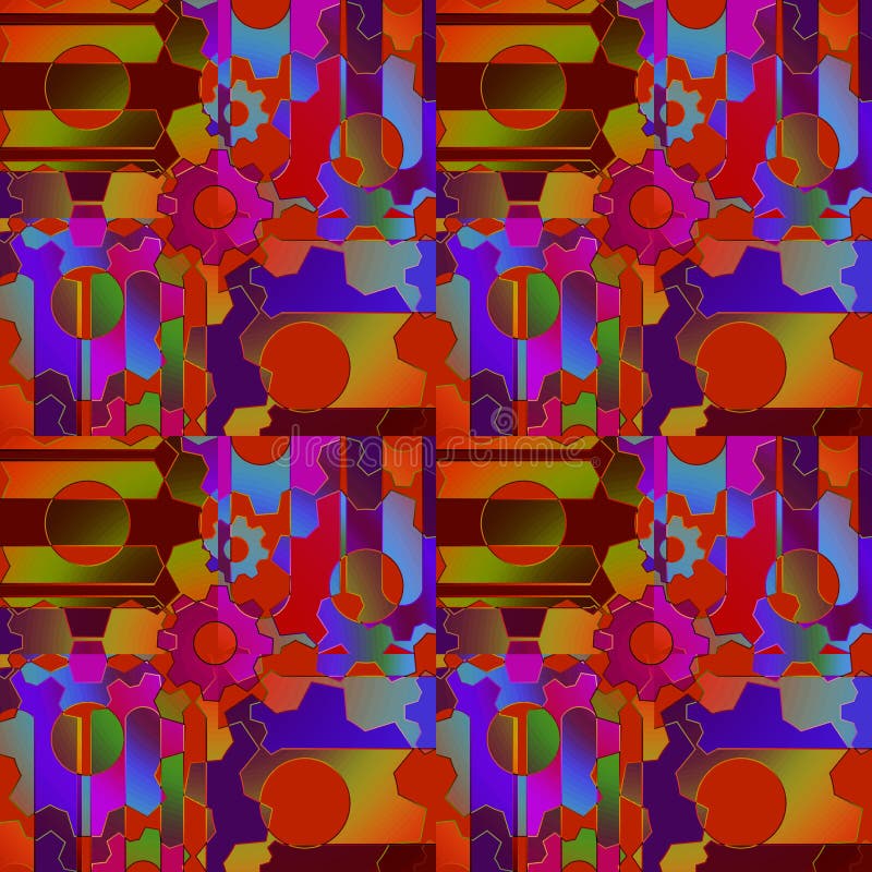 Intricate Pattern with Gear-wheels and Circles Multicolored Stock ...