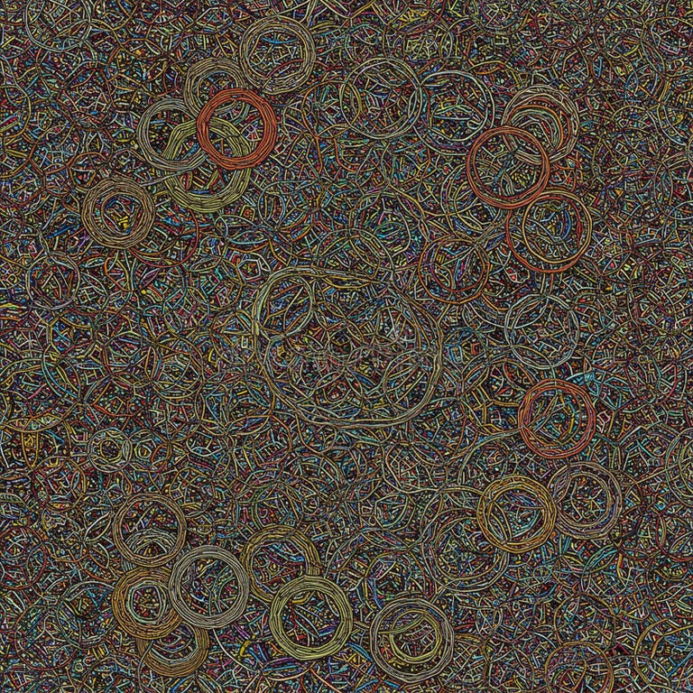 An Intricate Pattern of Interwoven Rings and Geometric Shapes Forms a ...