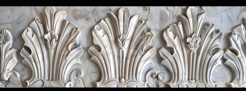 Intricate Greek Style Petals Carving on Aged Stone Stock Illustration ...