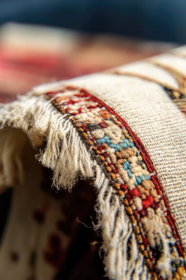 Intricate Patterned Fringe on Traditional Woven Textile Close-up Stock ...