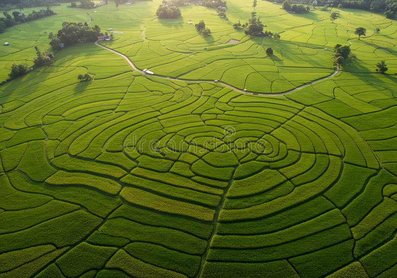 Intricate Patterned Terraced Rice Paddies Stock Illustration ...