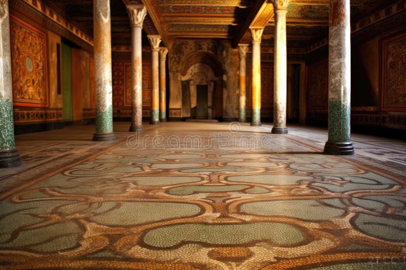 Intricate Patterns of Ancient Roman Mosaic Floor Stock Illustration ...