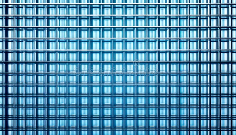 Intricate Patterns of Blue Glass Intersected by Silver Grid Structure ...