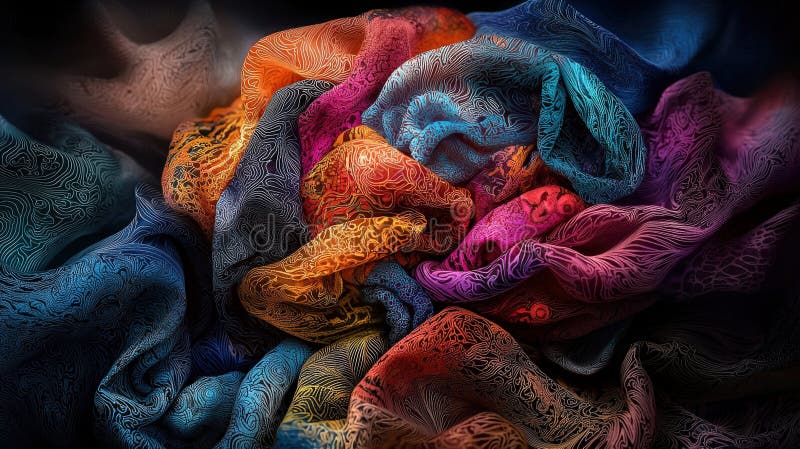 Intricate Patterns of Colorful Fabric Textures Textile Art Close-up ...