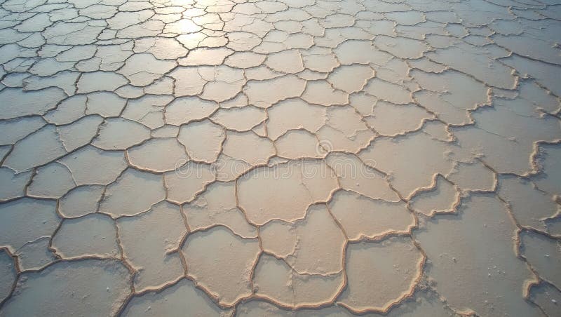 Intricate Patterns on Cracked Salt Flat with Shallow Pools Stock ...