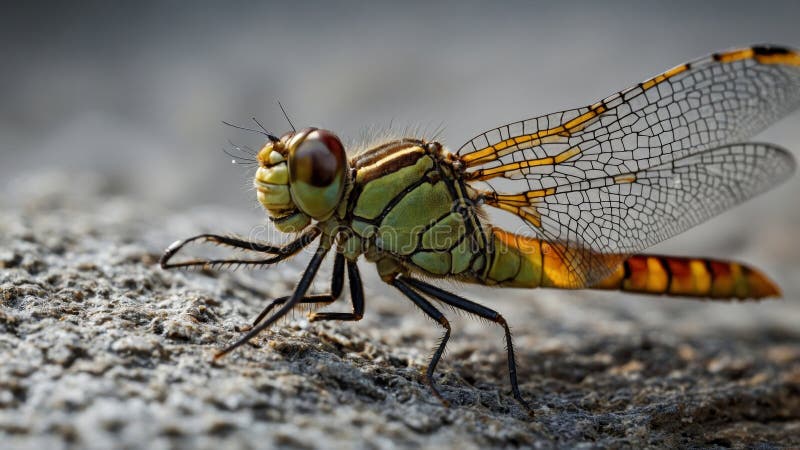 Intricate Patterns of a Dragonfly Wing Close-Up Stock Illustration ...